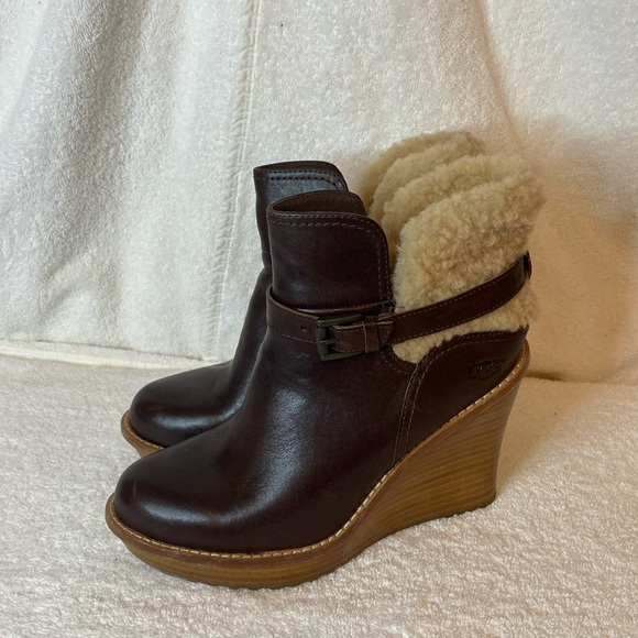 UGG | Shoes | Ugg Womens Anais Brown Shearling Heels | Poshmark